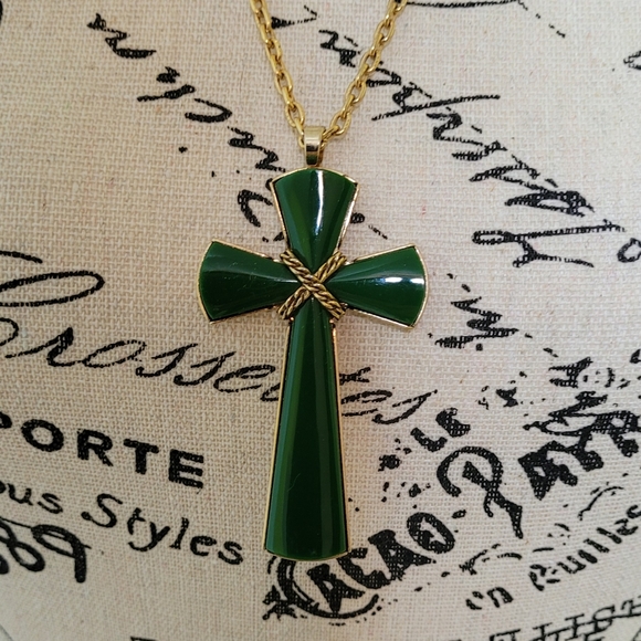 Avon | Jewelry | Vintage Avon Faux Jade Cross | Poshmark